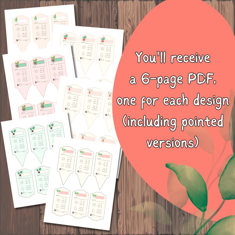 Printable Plant Care Tags for Plant Lovers, 6 Cute Designs, Fillable ...
