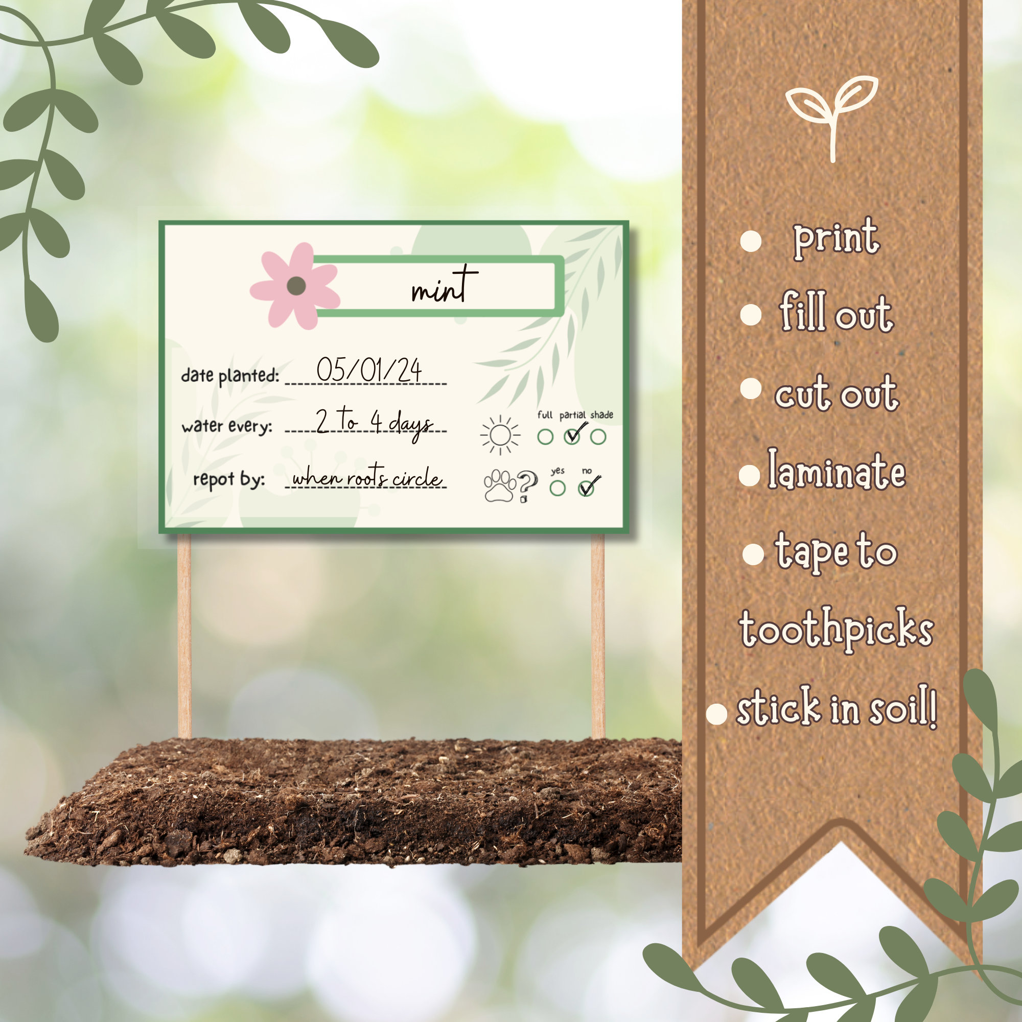 Printable Garden Tags for Home Gardeners, Simple Design, Fillable Plant ...