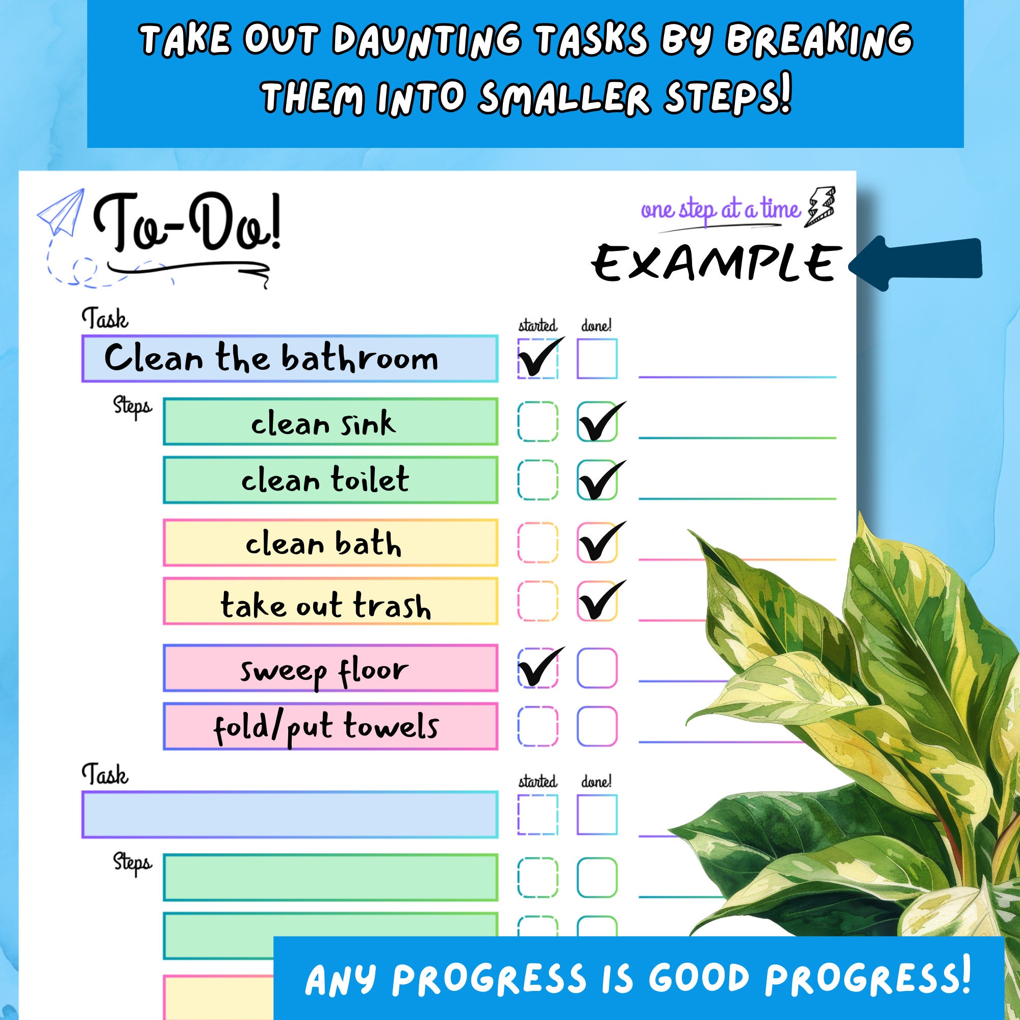 Visual To-do List Printable for Adhders and Organizers, Step-focused ...