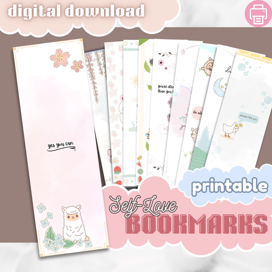 Self-love Pastel Printable Bookmarks for Book Lovers and Readers ...