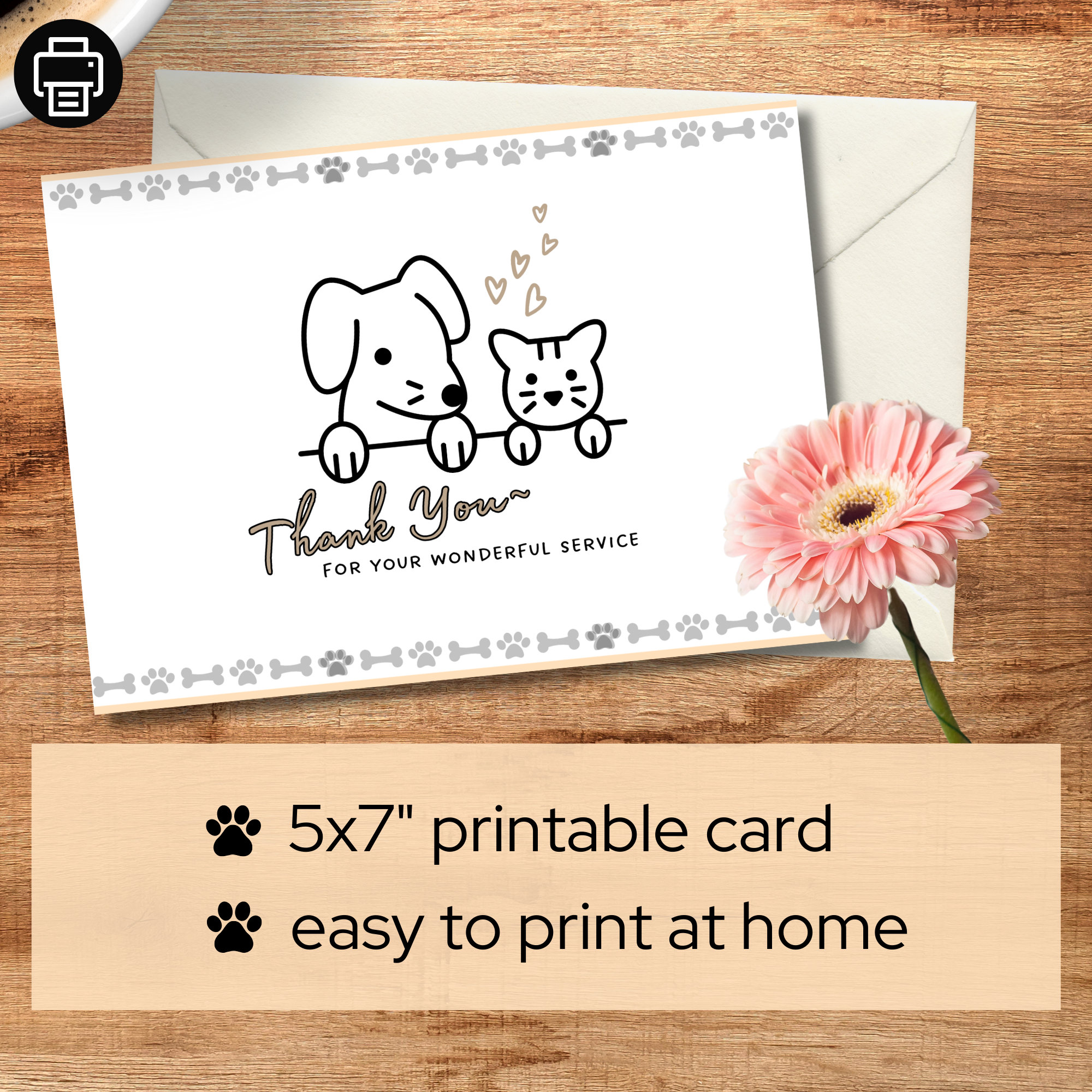 Thank You Card Printable for Veterinarians and Animal Caregivers ...