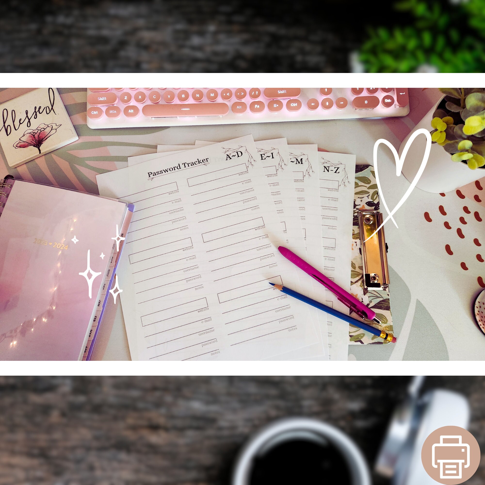 Password Tracker Printable for Organizers and Record Keepers, Simple ...