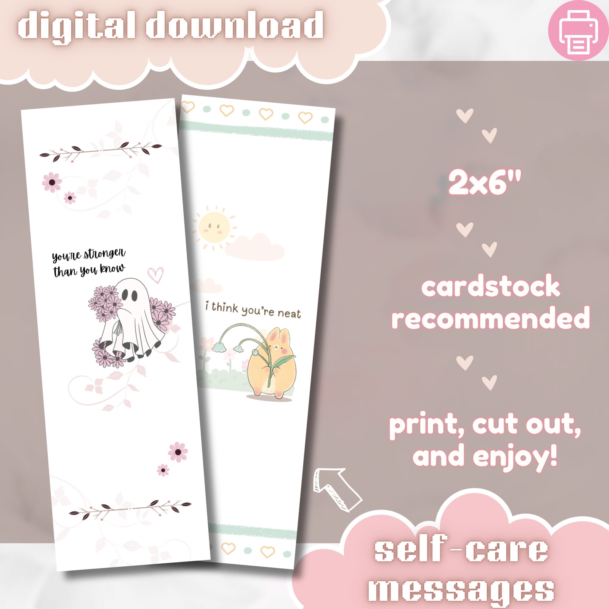 Self-love Pastel Printable Bookmarks for Book Lovers and Readers ...
