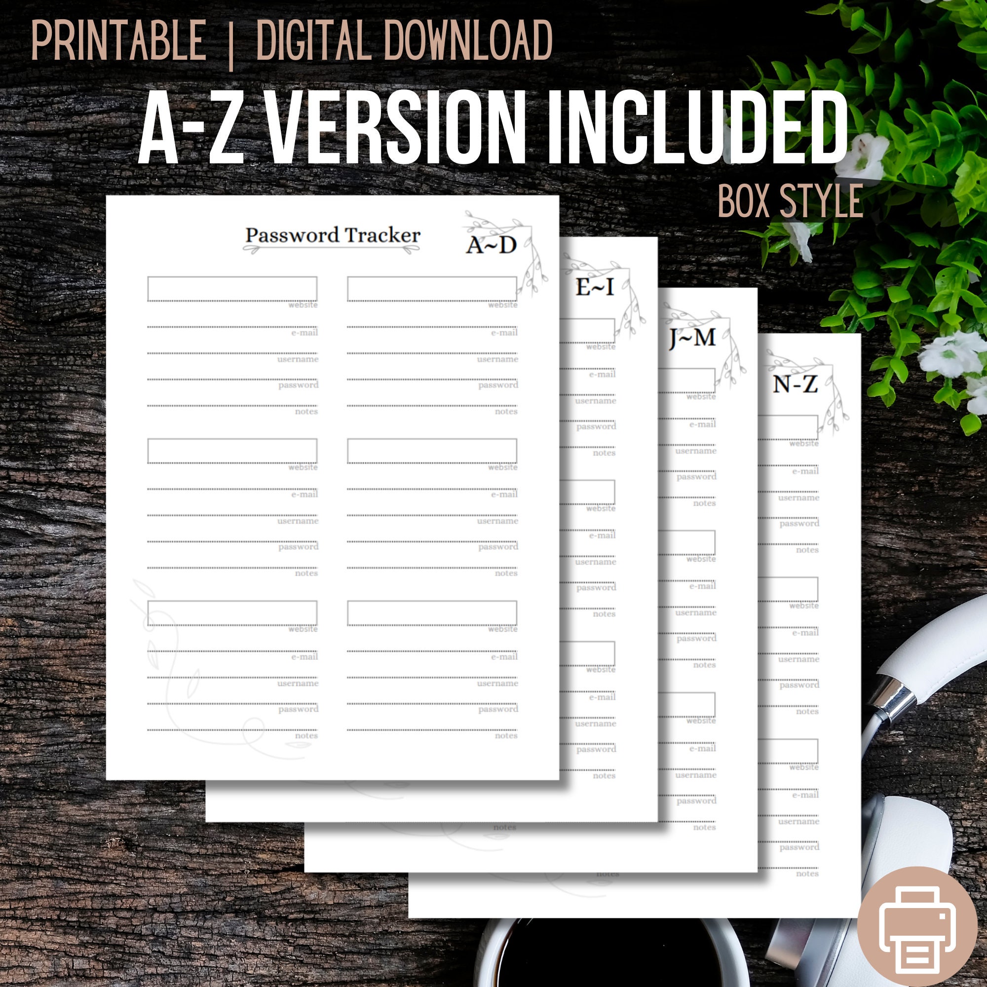 Password Tracker Printable for Organizers and Record Keepers, Simple ...