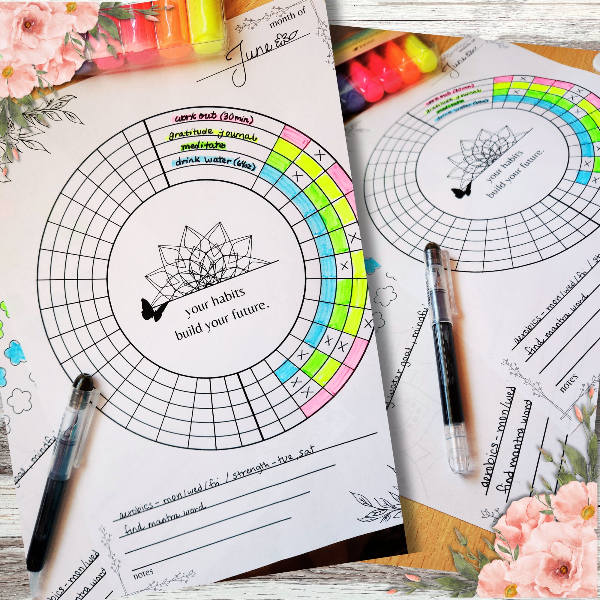 Habit Tracker Printable Monthly/weekly for Self Improvement and Health ...