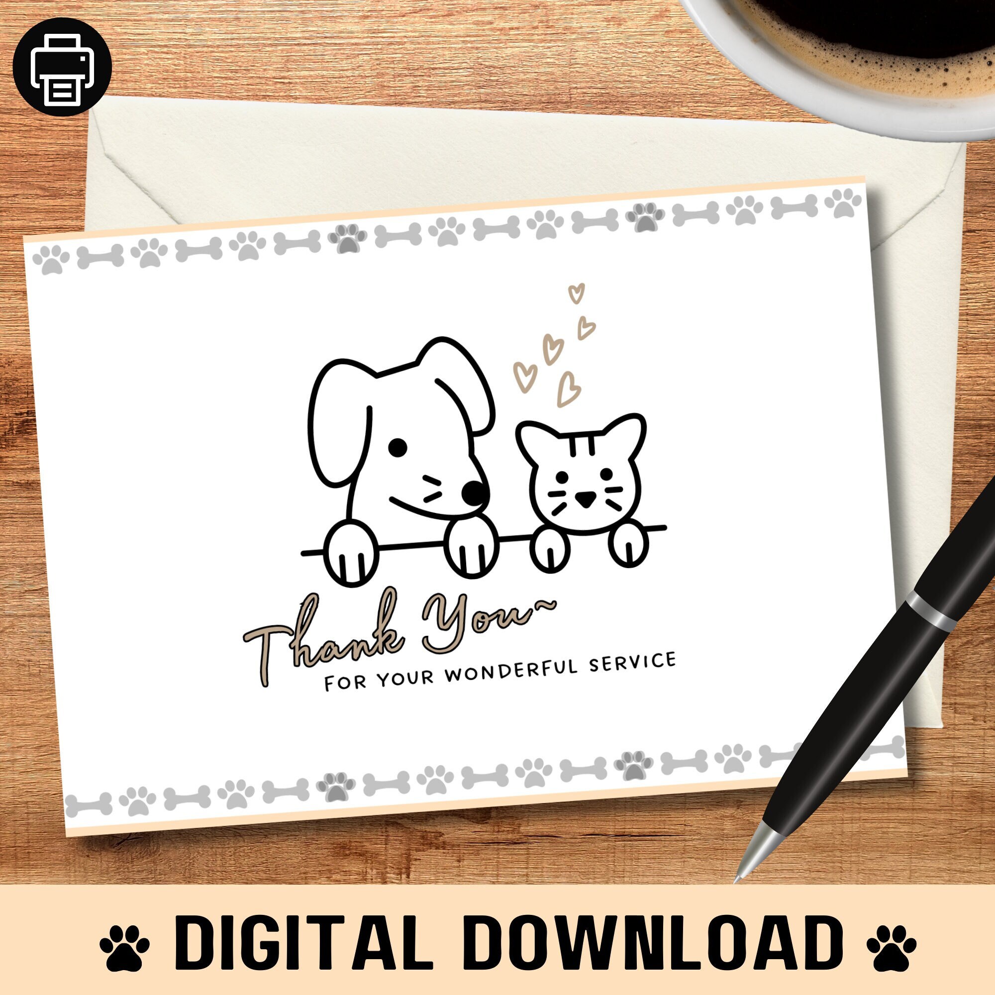 Thank You Card Printable for Veterinarians and Animal Caregivers ...