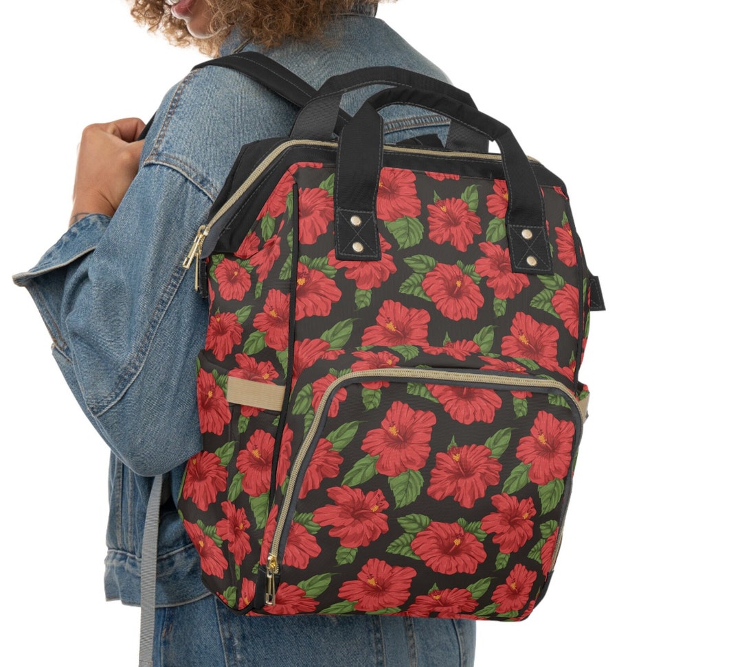 Hibiscus Flower Multifunctional Diaper Backpack, Tropical Flowers ...