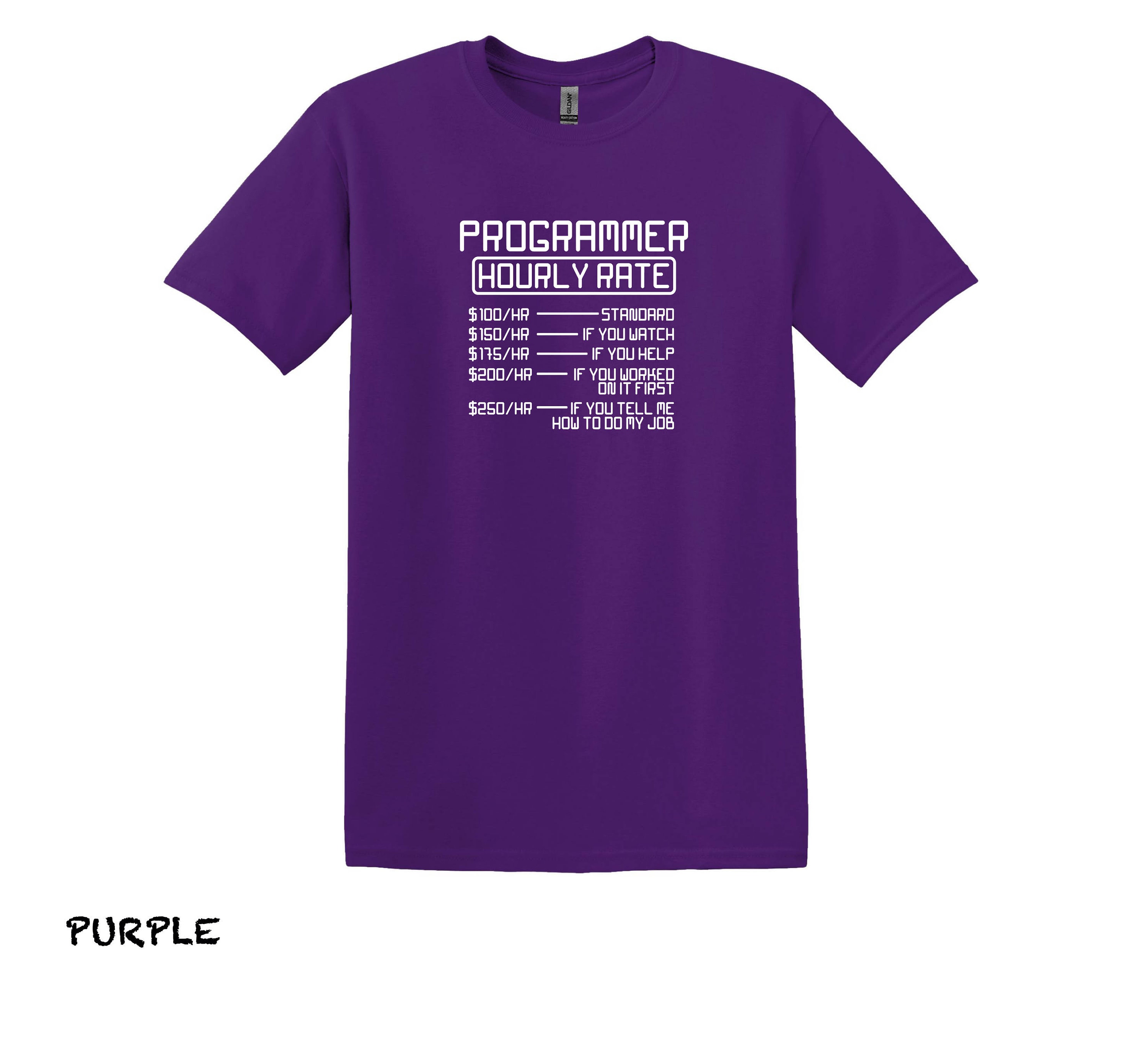 Programmer Ts Hourly Rate T Shirt Funny Coder Shirts Programmers 3450