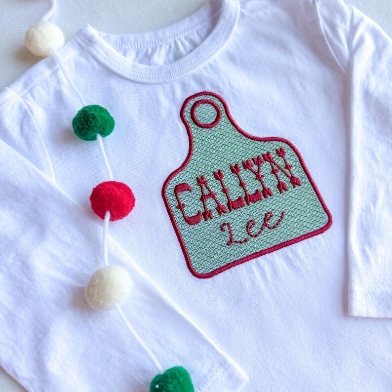 Embroidered Cattle Ear Tag Name Bodysuit or T-shirt | Personalized ...