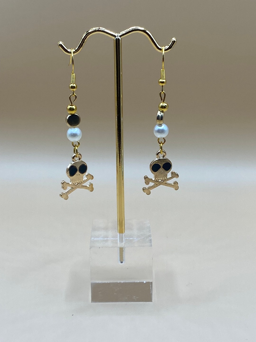 Gold Skull Dangle Earrings - Etsy