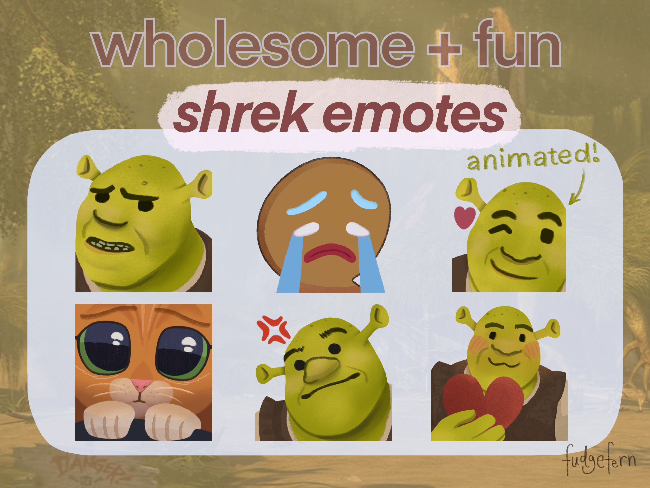 SHREK EMOTE PACK 6 Emotes for Twitch Discord Youtube Streaming Cute ...