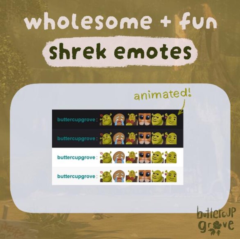 SHREK EMOTE PACK (6) | Emotes for Twitch Discord Youtube Streaming Cute ...