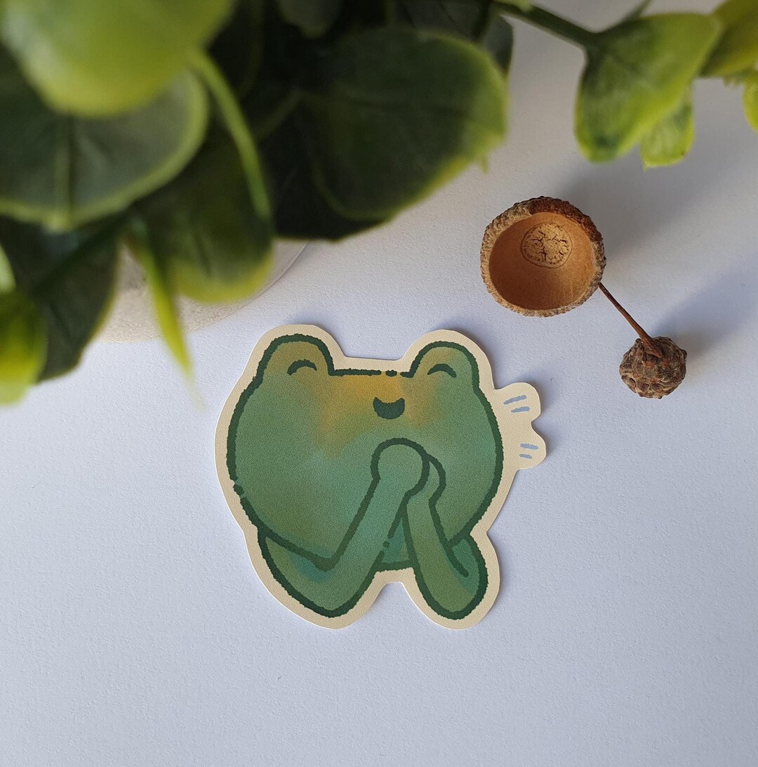 Cute Happy Frog Sticker Matte Die-cut Sticker Watercolour Frog Sticker ...