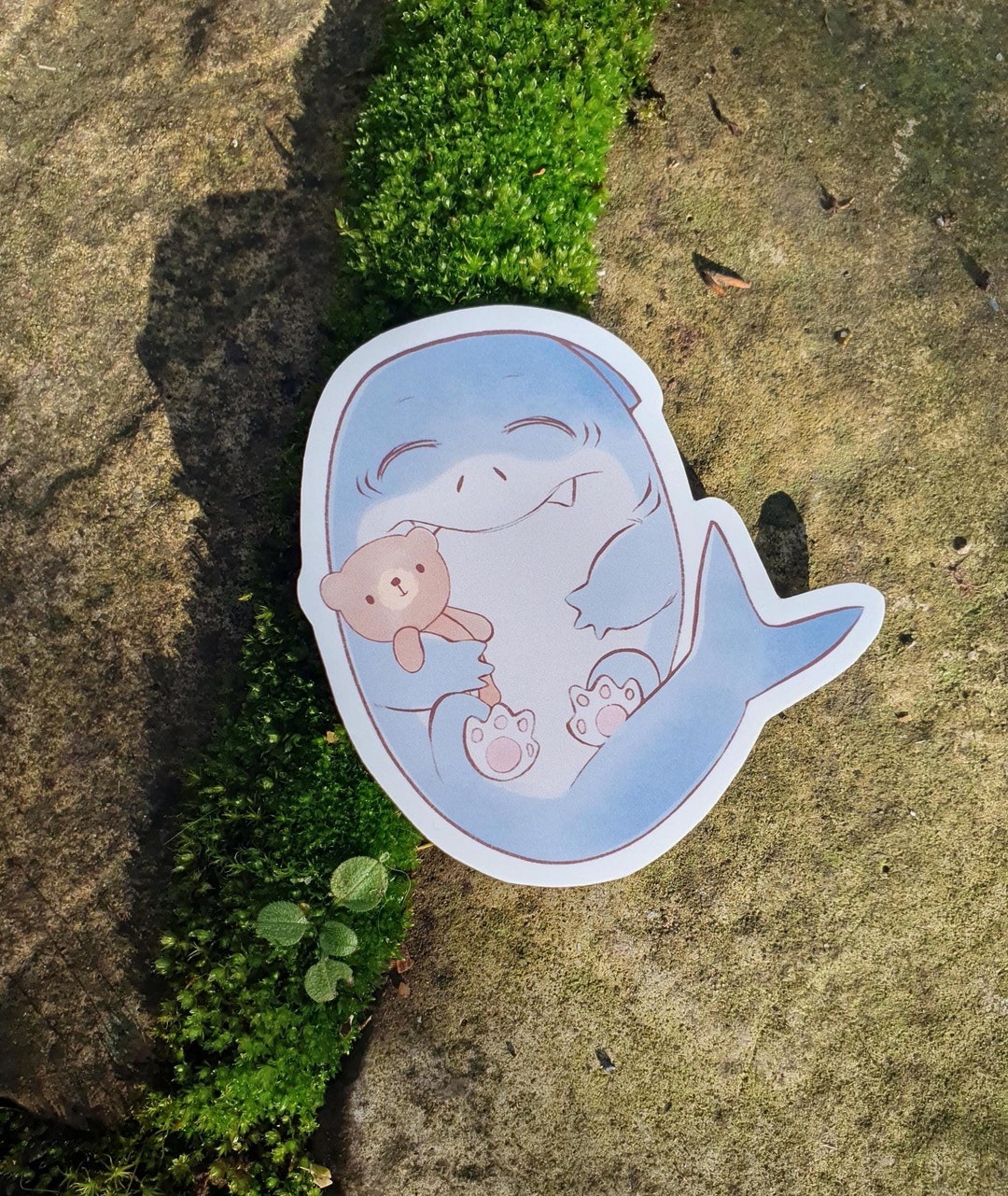 Jeff the Land Shark Plushie Cuddle Matte Sticker | Waterproof Handmade ...