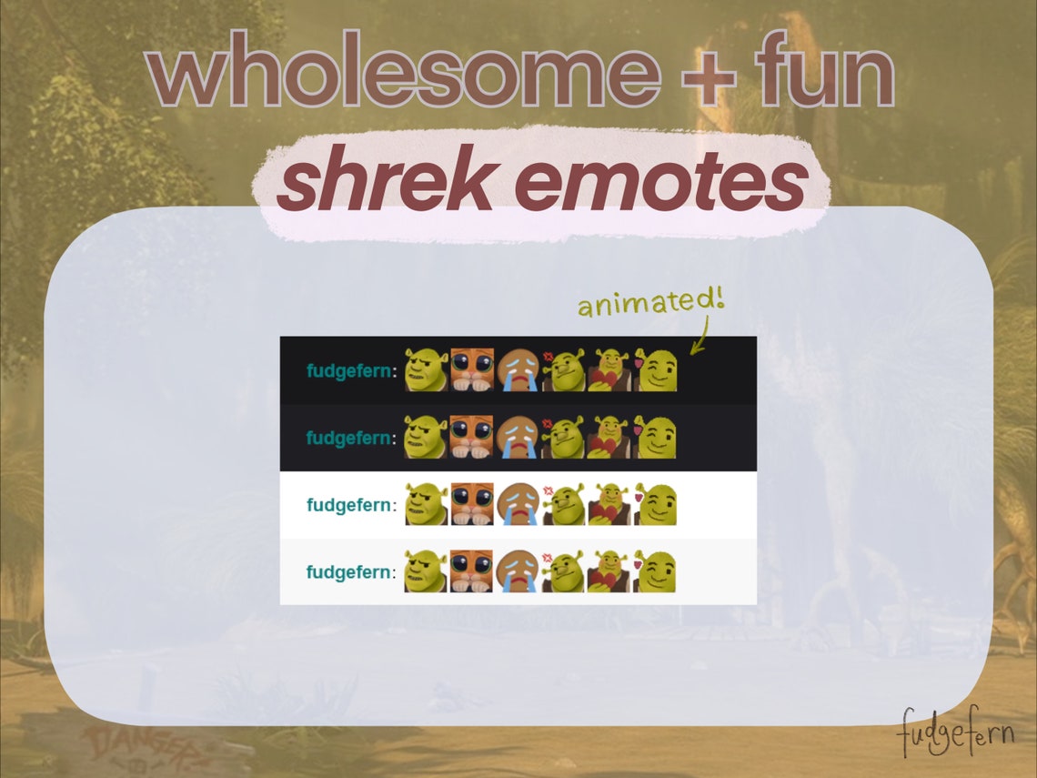 Shrek Emote Pack 6 Emotes For Twitch Discord Youtube Streaming Cute Funny Wholesome Animated