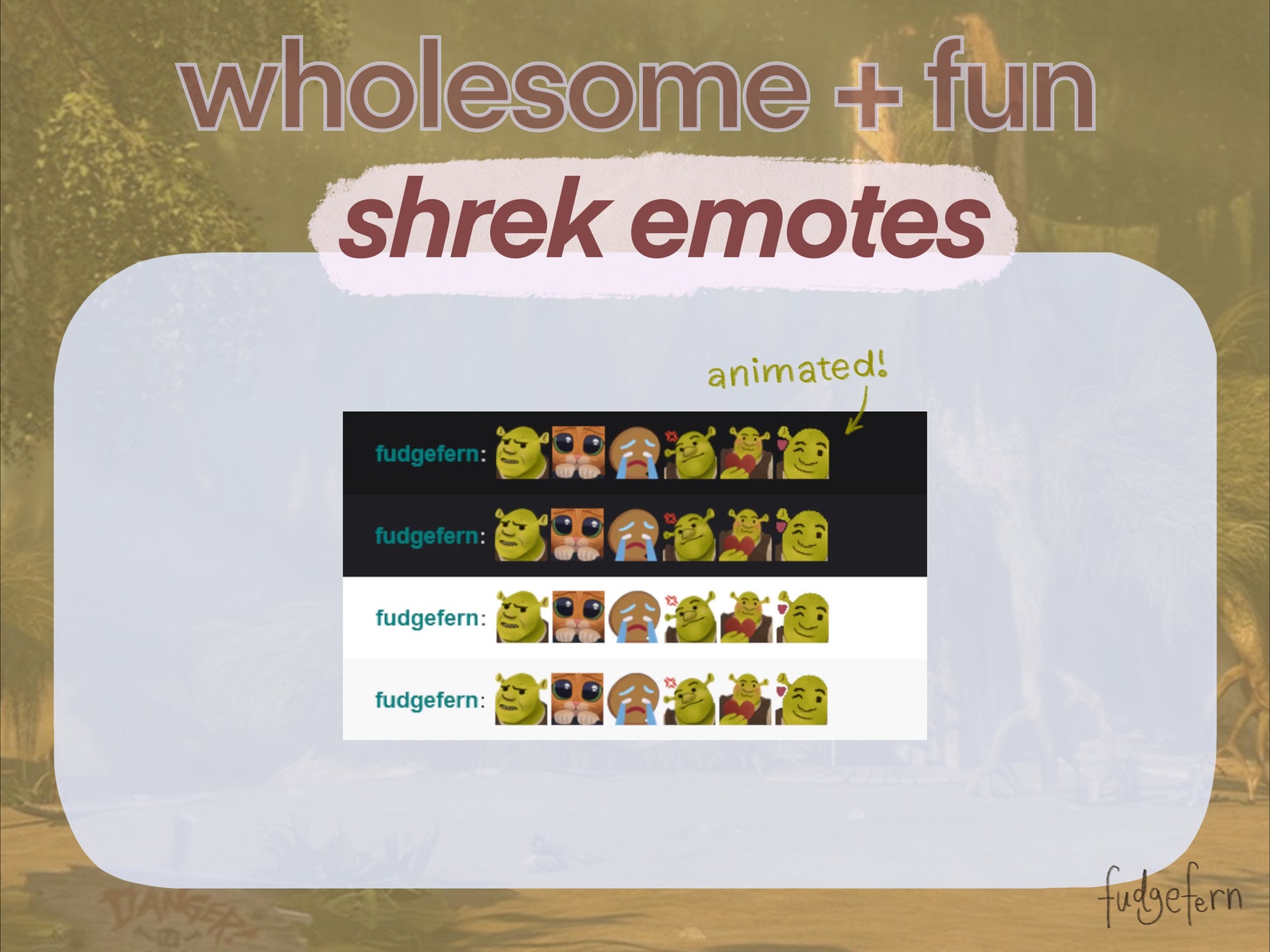 SHREK EMOTE PACK 6 Emotes for Twitch Discord Youtube Streaming Cute ...
