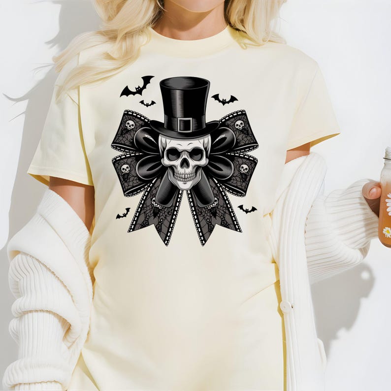Spooky Halloween Coquette Bow PNG Bundle, Trendy Chic Gothic Designs ...