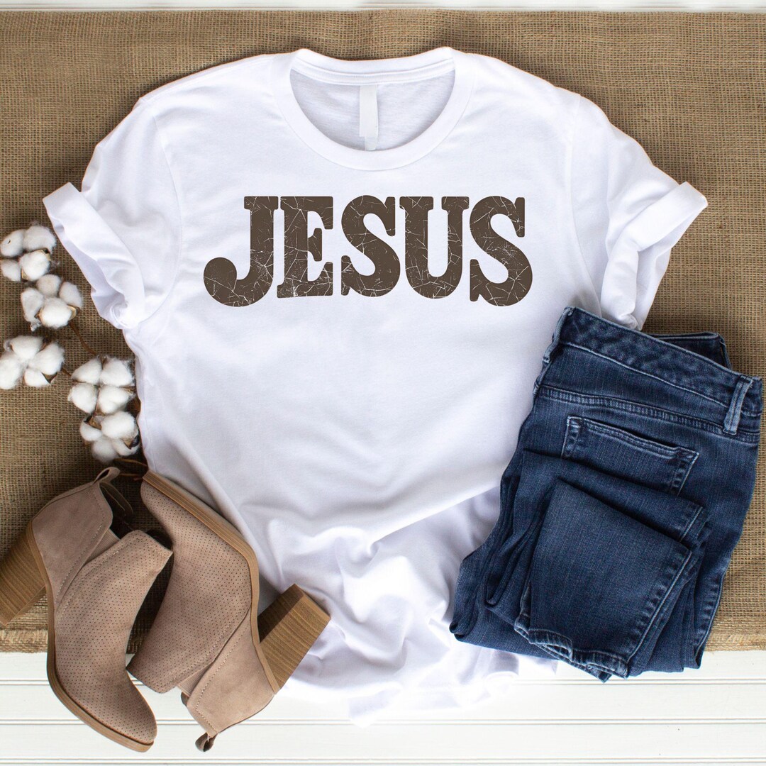 Distressed Jesus Text PNG: Vintage Christian Sublimation Design ...