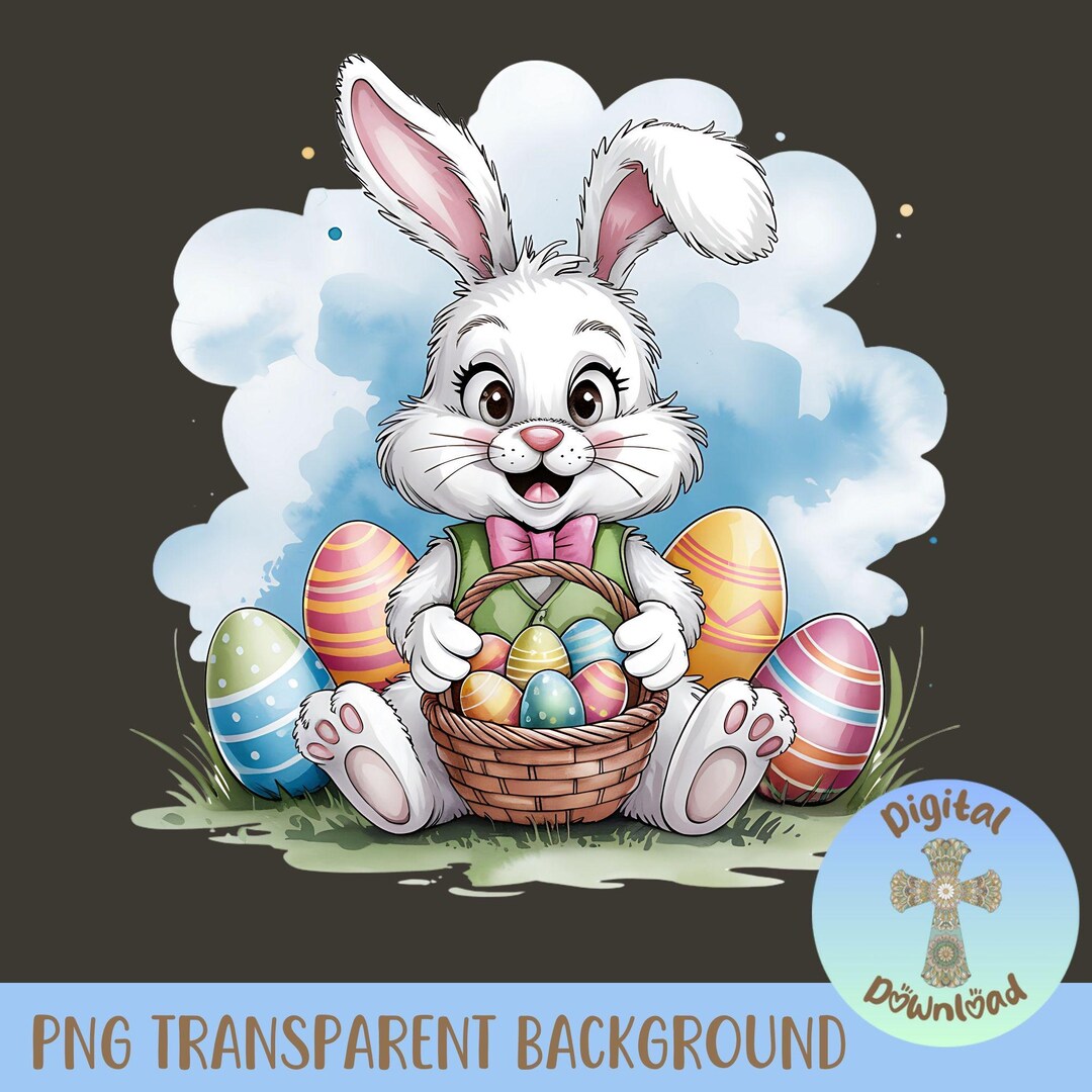 Cute Easter Bunny Clipart PNG | Digital Download for Crafts, Stickers ...