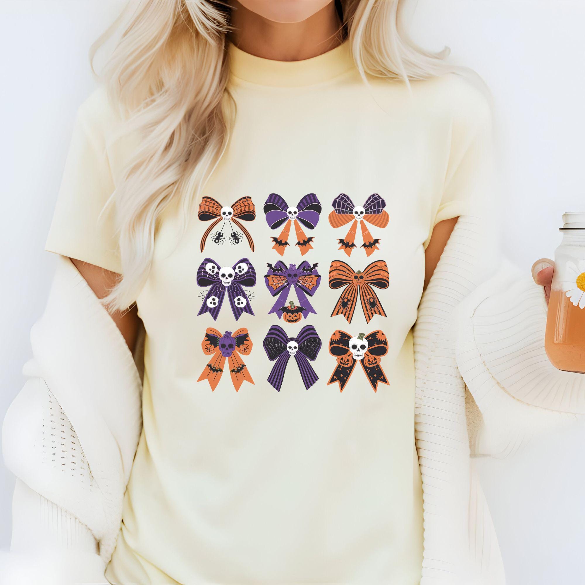 Halloween Coquette Bow Collage PNG Digital Download, Cute & Spooky Bow ...