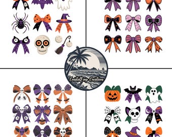 Spooky Halloween Coquette Bow PNG Bundle, Trendy Chic Gothic Designs ...