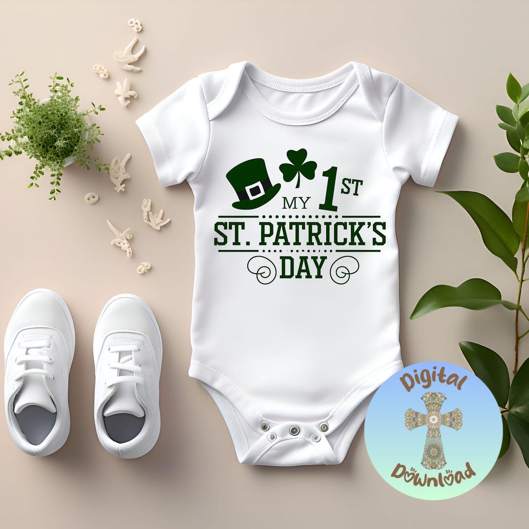 Baby’s First St Patrick’s Day PNG, Shamrock Clover Shirt Design, First ...