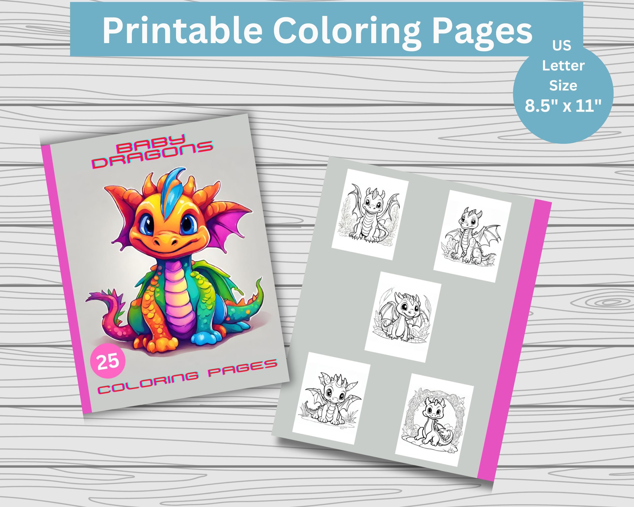 Baby Dragon Coloring Book Printable for Kids Fantasy Coloring Pages ...