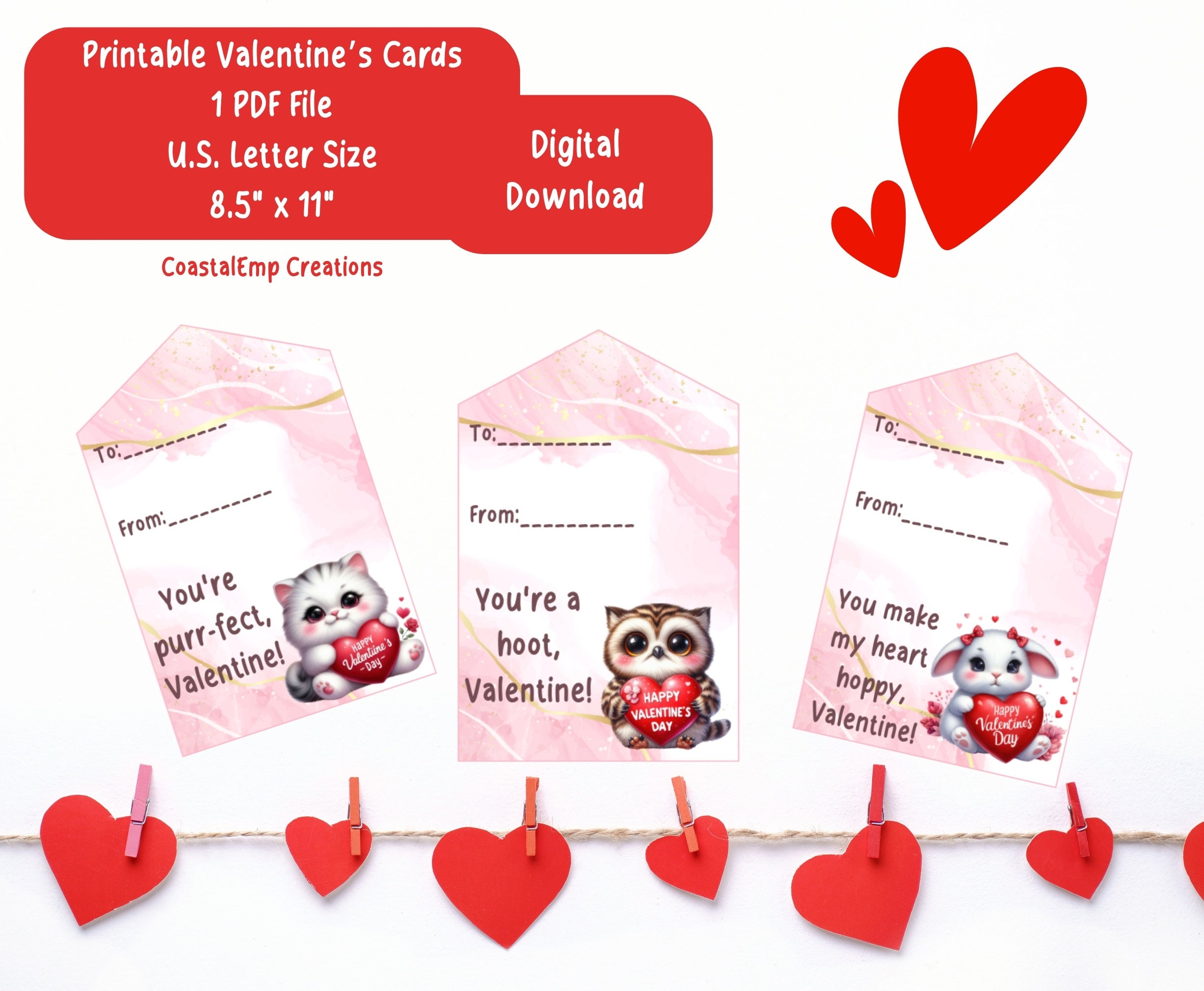 Printable Valentine's Day Cards, Printable Valentine Cards, Printable ...