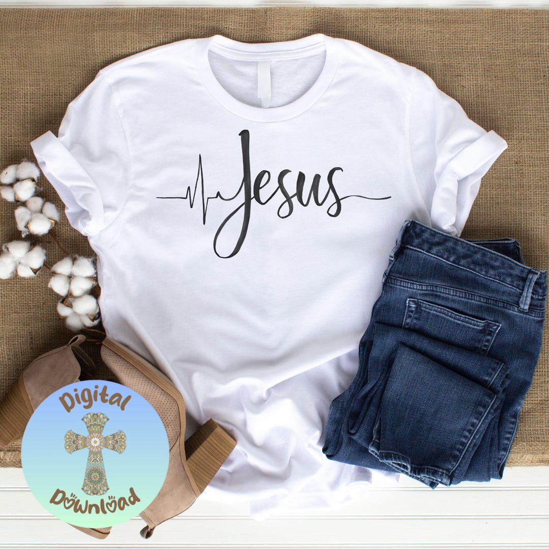 Jesus Lifeline PNG SVG: Christian Heartbeat Calligraphy (digital ...
