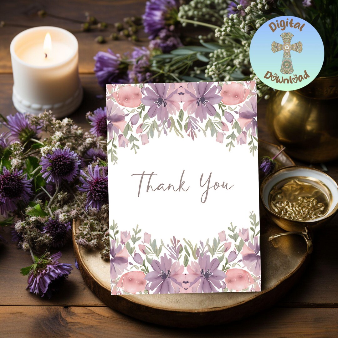 Printable Thank You Card PDF | Digital Download Card | Modern Thank You ...