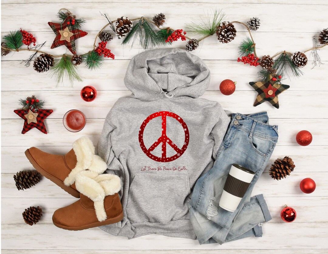 Christmas Peace Sign PNG SVG Pdf, Festive Holiday Clipart, Retro ...