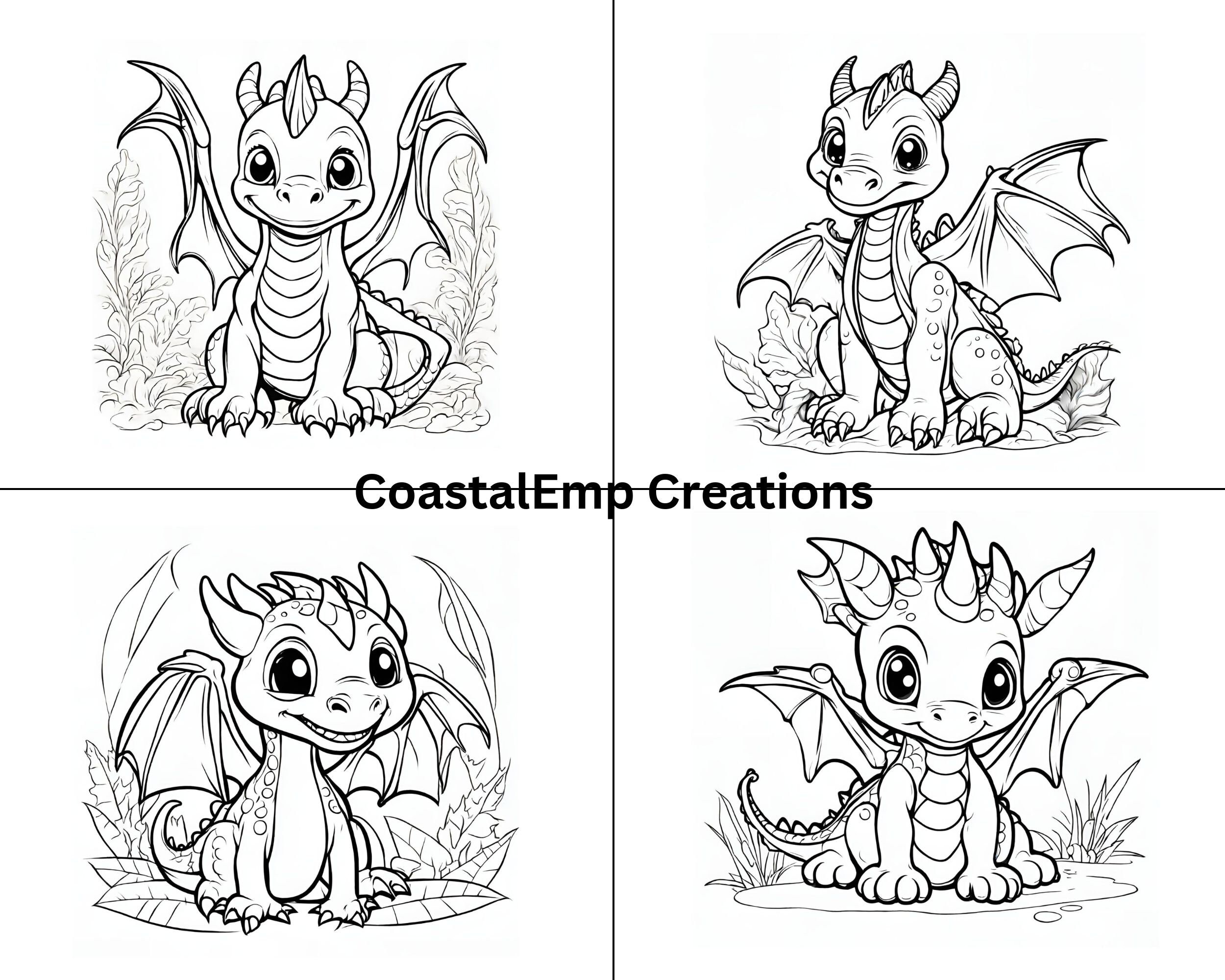 Baby Dragon Coloring Book Printable for Kids Fantasy Coloring Pages ...
