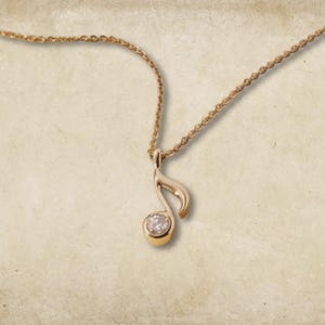 Music Note Necklace, Music Note Jewelry, 14k Solid Gold, Dainty ...
