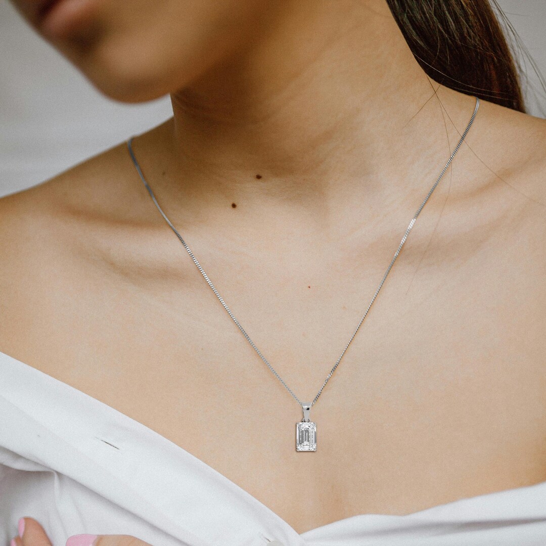 3 Ct Diamond Necklace, 14K Gold Lab Grown Diamond Solitaire Pendant ...