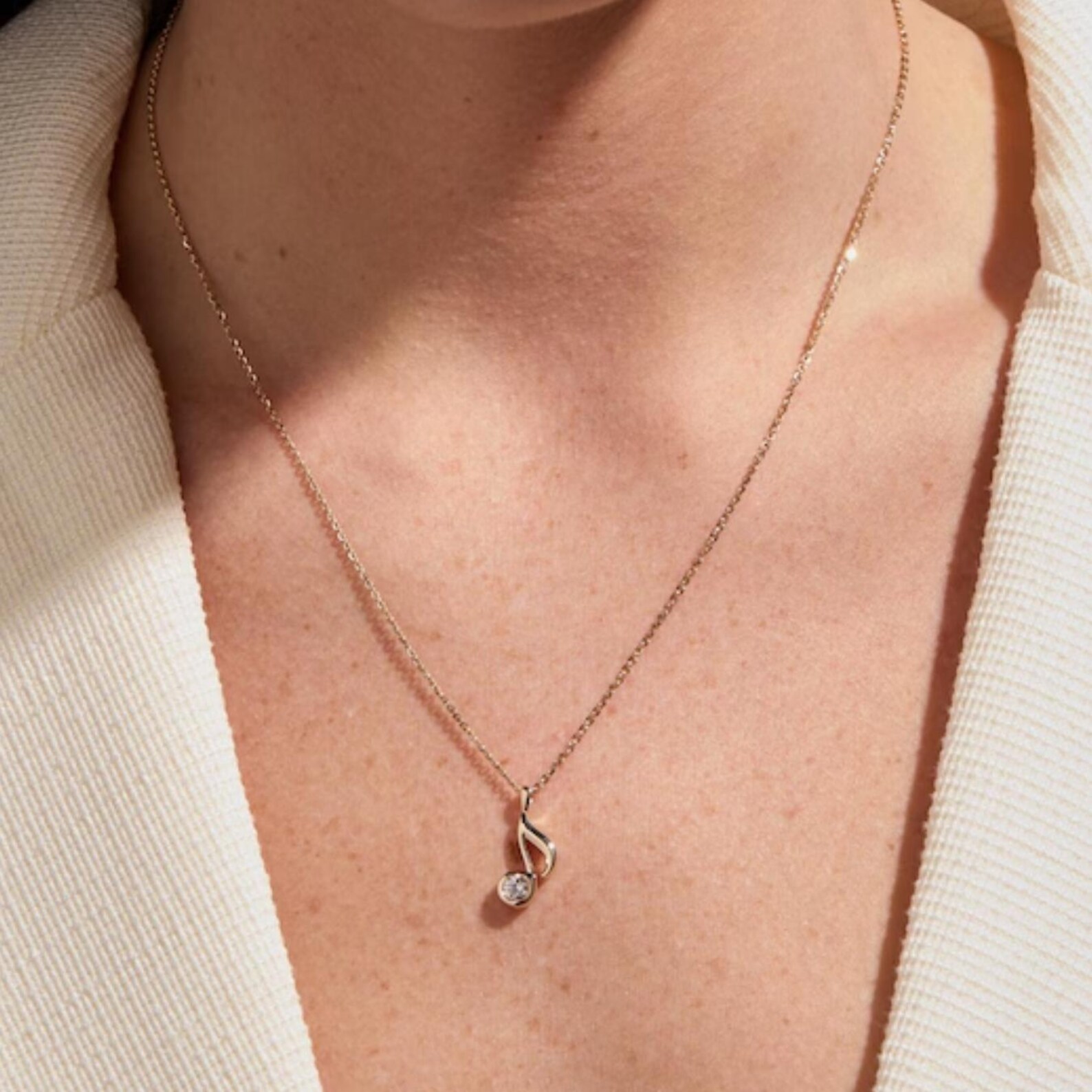 Music Note Necklace, Music Note Jewelry, 14k Solid Gold, Dainty ...