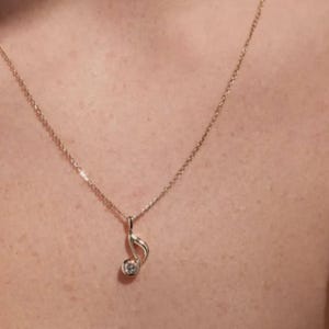 Music Note Necklace, Music Note Jewelry, 14k Solid Gold, Dainty ...