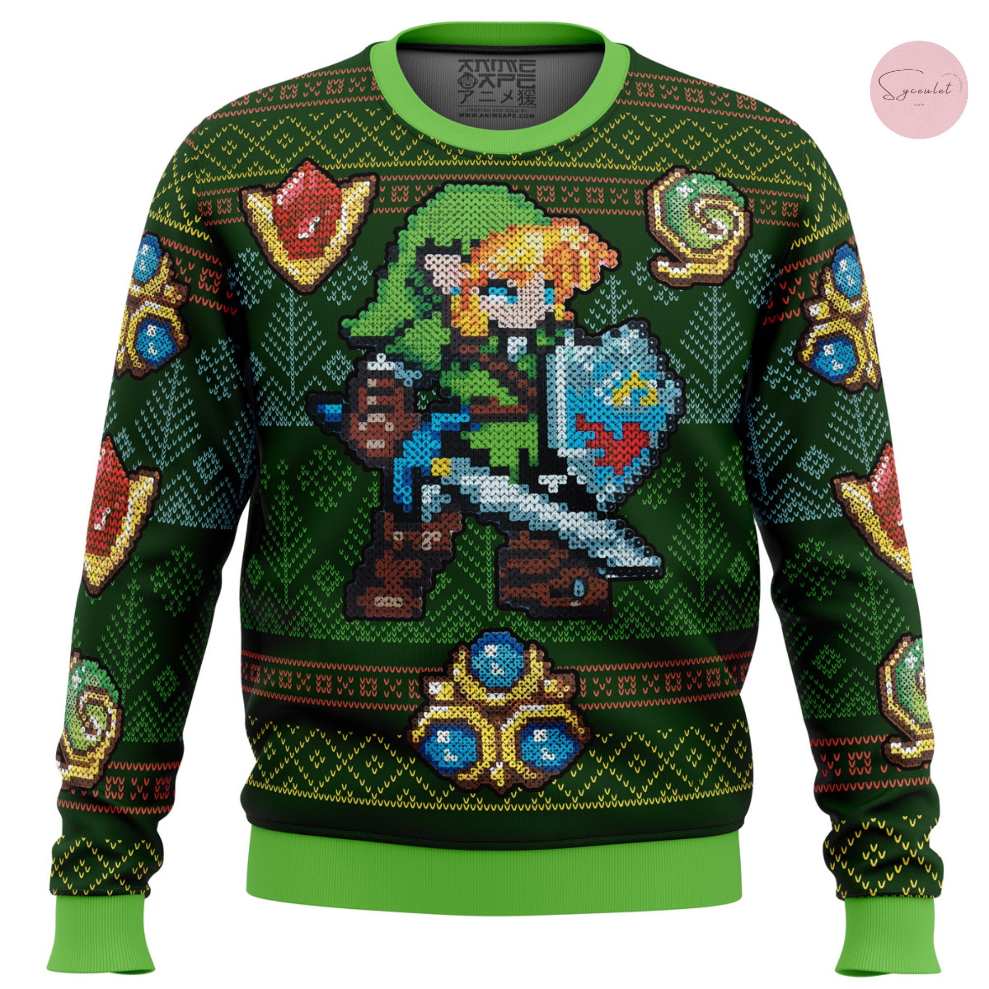 Zelda Link Green Ugly Christmas Sweater, Legend Of Zelda Breath Of The ...