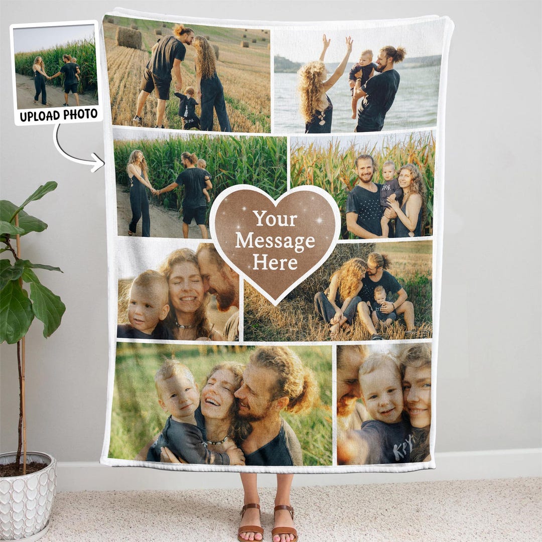 Personalized Family Photo Collage Blanket, Custom Soft Throw Gift for ...