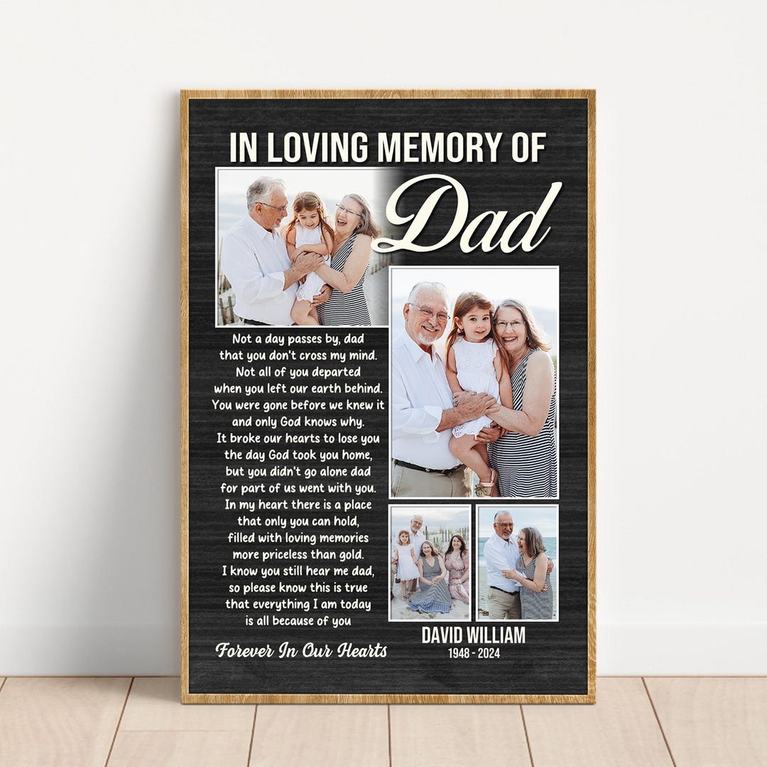 Custom Memorial Photo Canvas Print, Personalized in Loving Memory Gift ...
