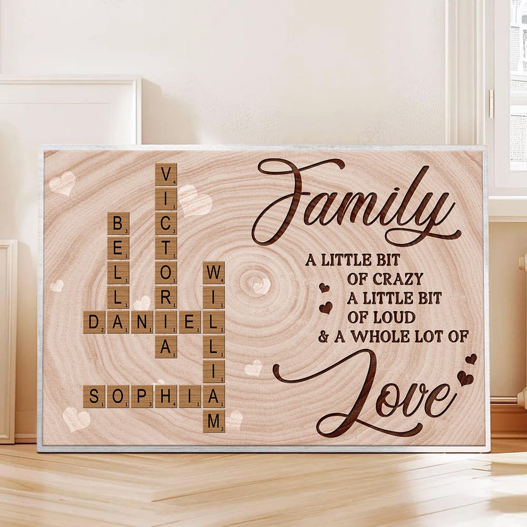 Custom Family Canvas Wall Art, Personalized Scrabble Tile Design With ...