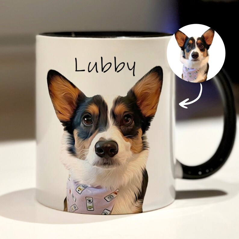 Custom Pet Portrait Mug Using Pet Photo, Custom Dog Mug, Personalized ...