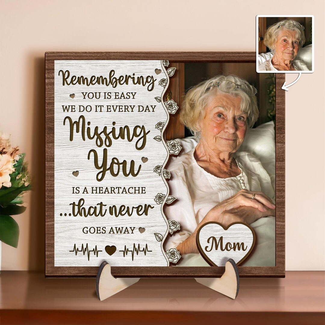 Custom Memorial Photo Wooden Plaque, Personalized 2-layered Keepsake ...