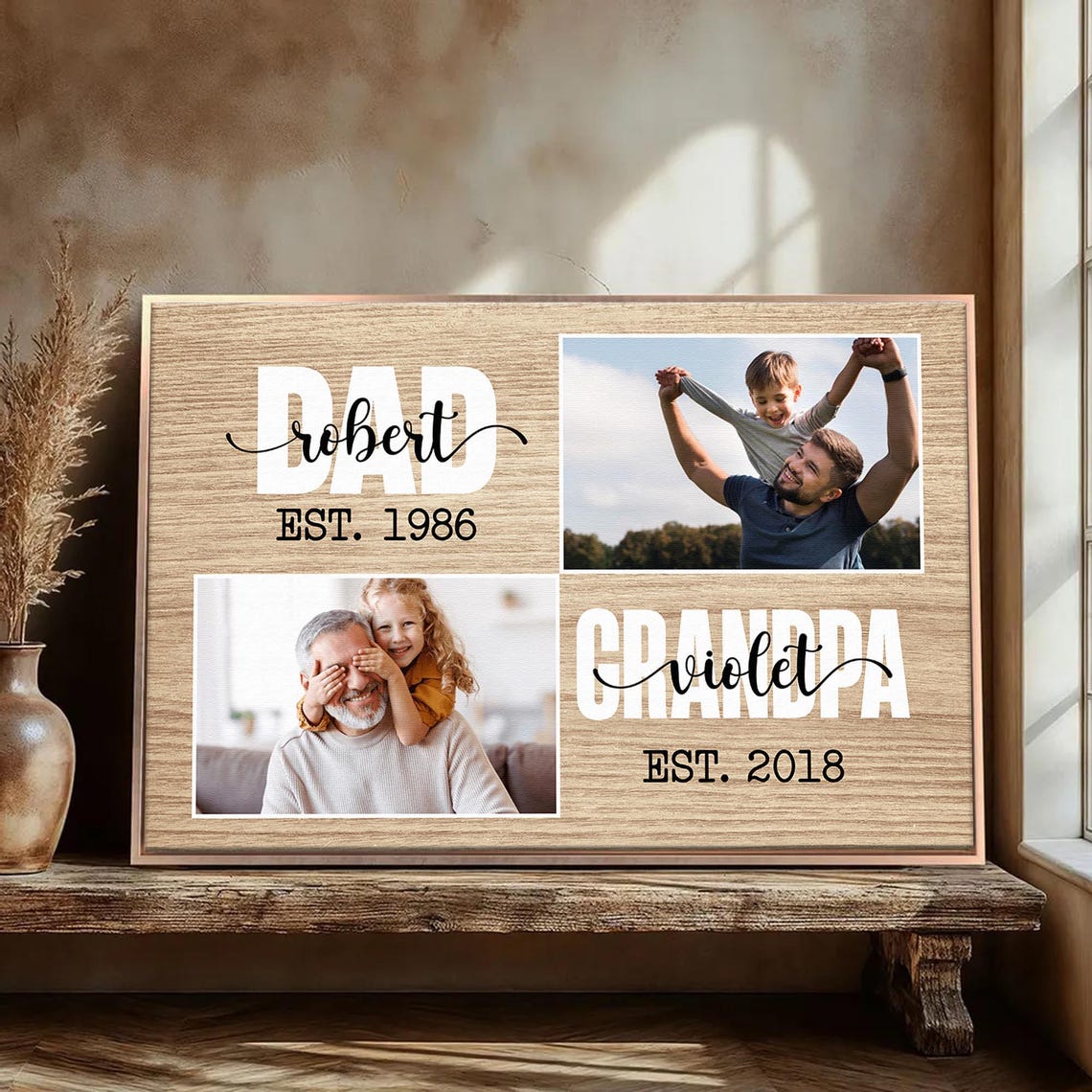 Custom Dad and Grandpa Photo Collage Frame - Personalized Father's Day ...