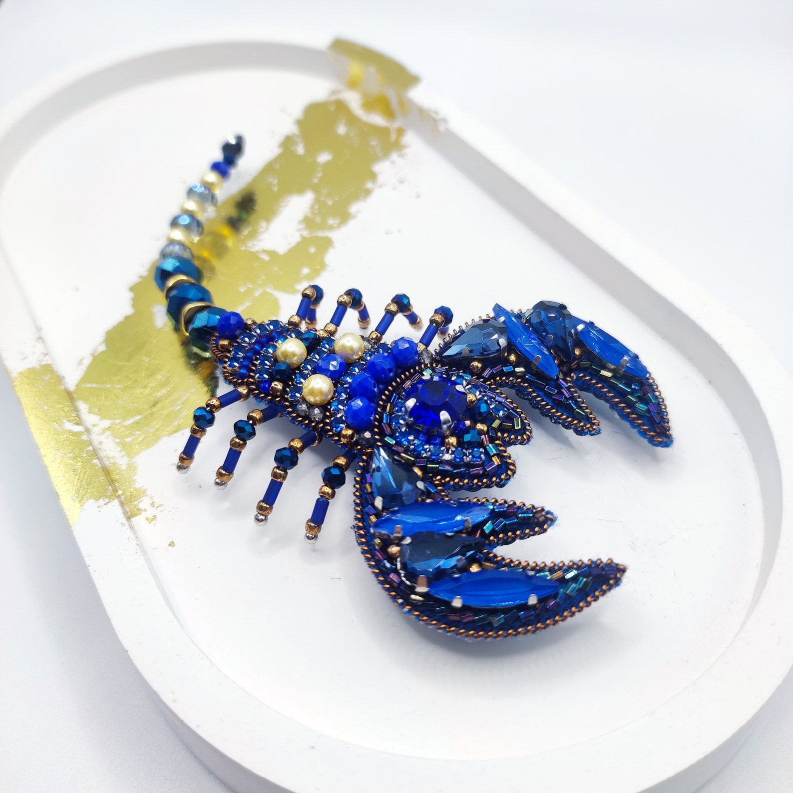 Scorpion Brooch, Blue Beaded Scorpion Pin, Women Beaded Brooch, Zodiac ...