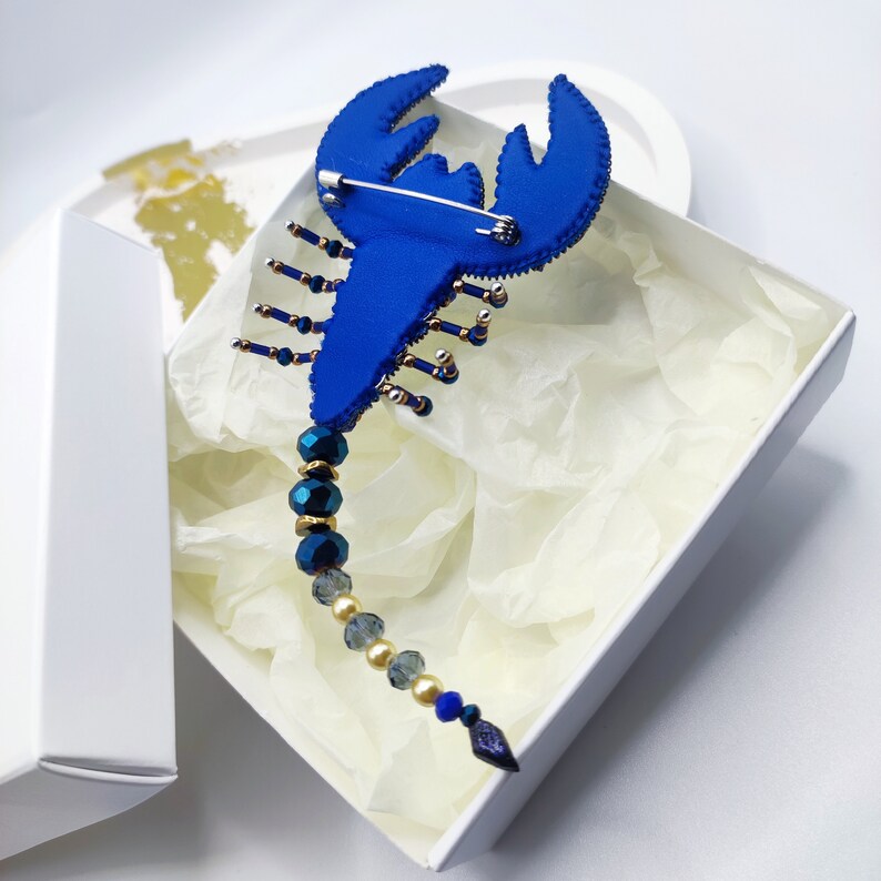 Scorpion Brooch, Blue Beaded Scorpion Pin, Women Beaded Brooch, Zodiac ...