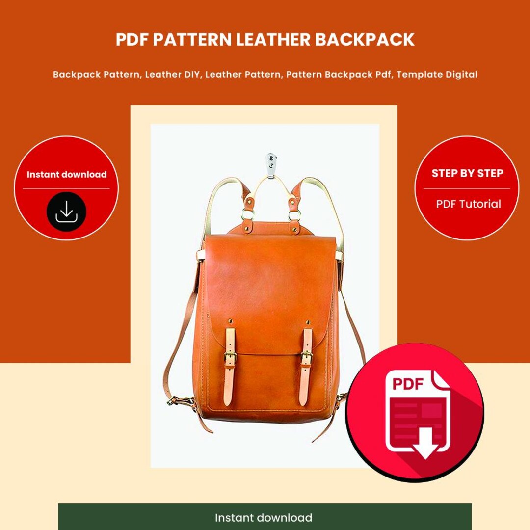 Ladies Leather Backpack Leather Craft Pattern PDF,DIY Leather Backpack ...