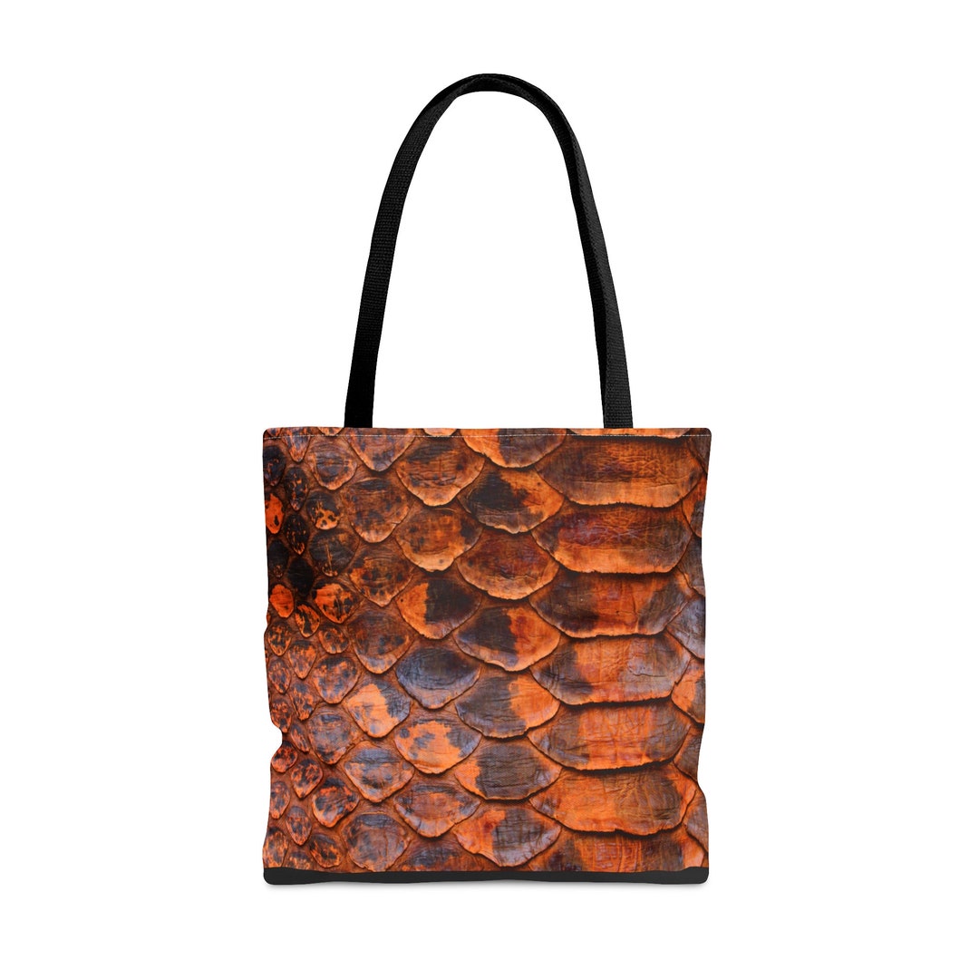 Tote All Over Rust Snakeskin Print Spacious Shoulder Tote - Etsy
