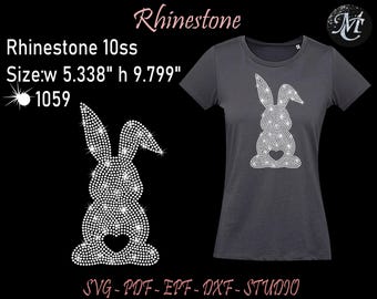 Easter Rhinestone, Happy Easter Rhinestone, Rhinestone Svg, Rabbit ...