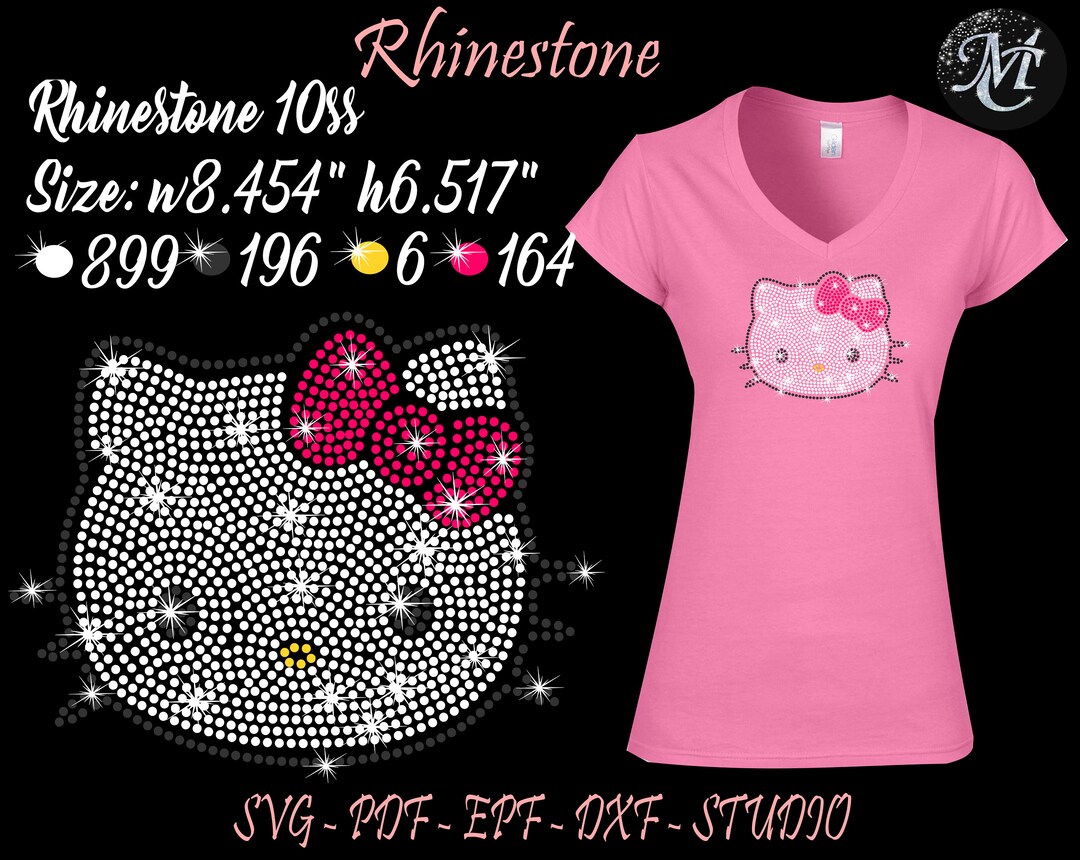Kitty Rhinestone Svg, Kitty Svg, Rhinestone Svg, Rhinestone Template ...