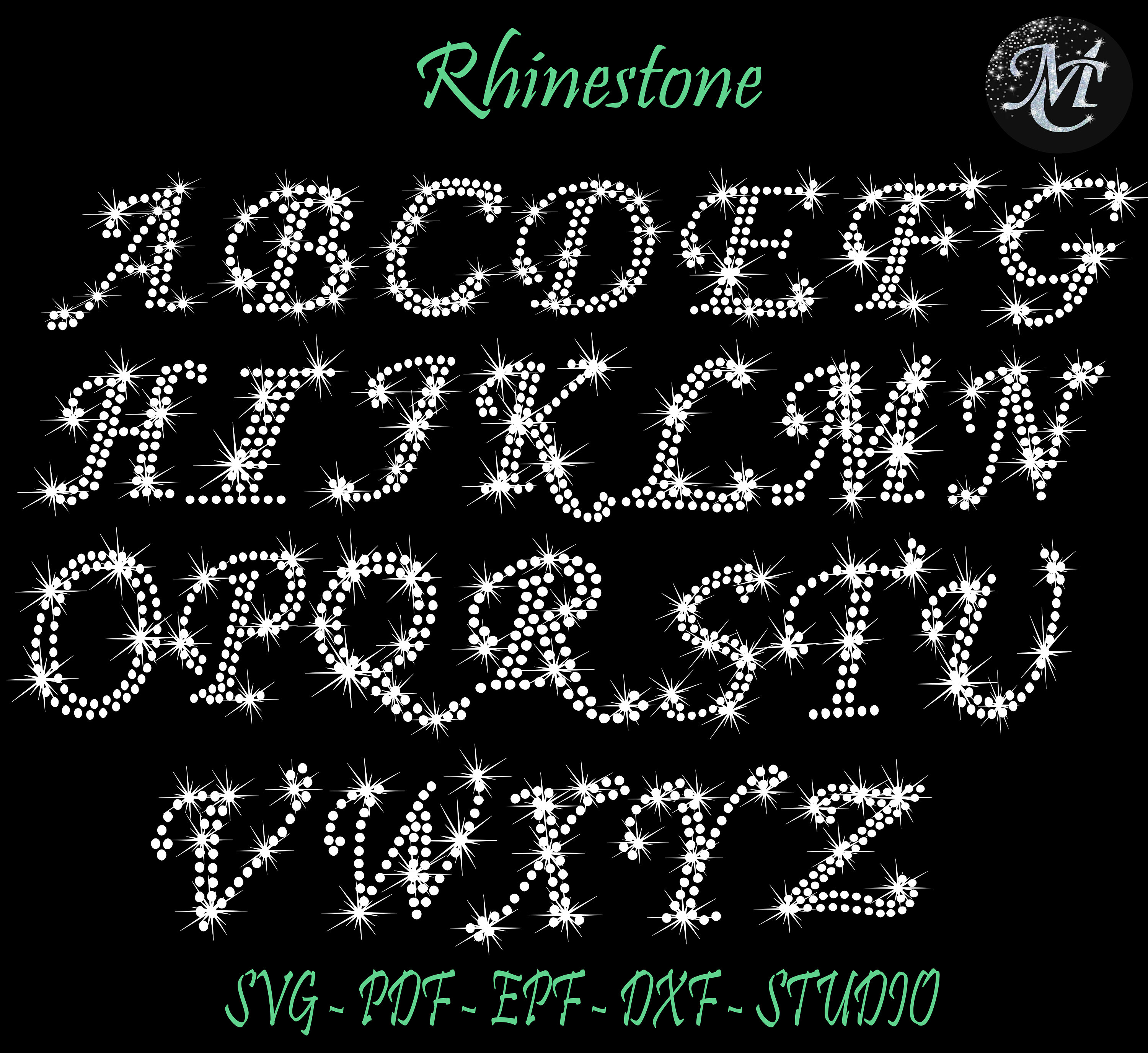 Rhinestone Alphabet, Alphabet Svg, Rhinestone Svg, Alphabet Template ...